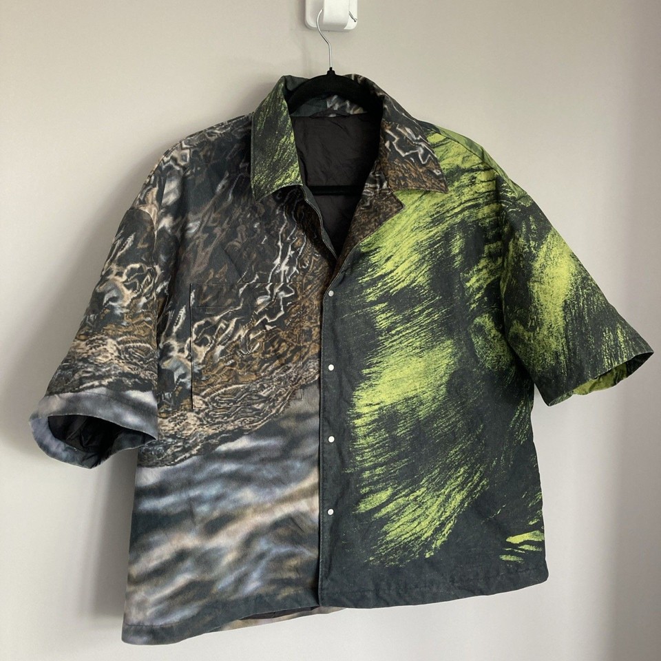 Abstract Printed Jacket Shortsleeve Overshirt Mens Medium Oversized ...