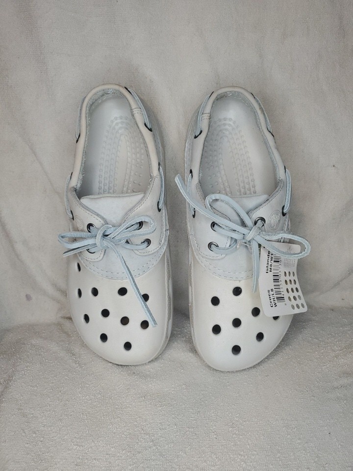 Crocs Islander Light Gray Boat Shoes Size Unisex Women 10/Men 8 Lace Up ...