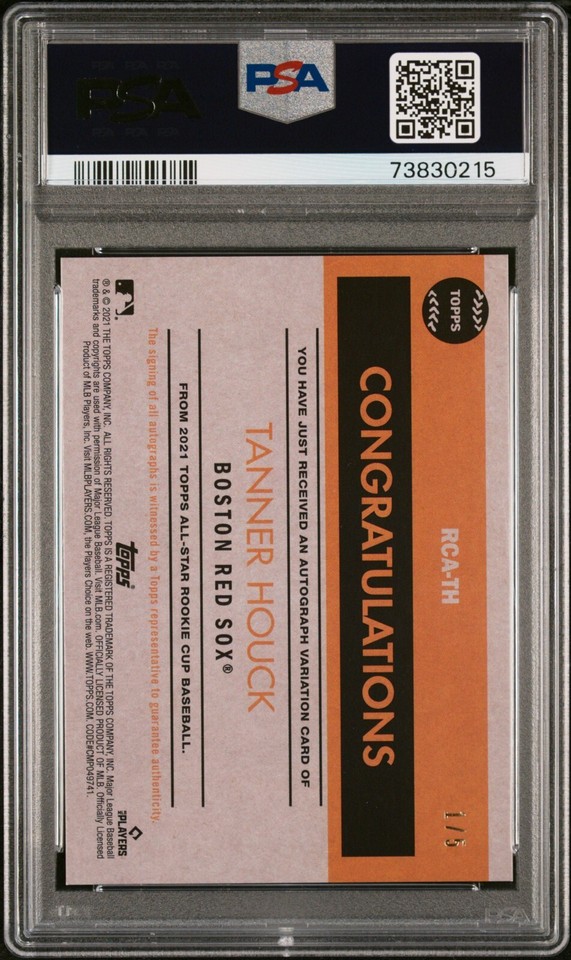 2021 Topps All Star Rookie Cup Tanner Houck Auto /5 PSA 9 Pop 1 RC | eBay