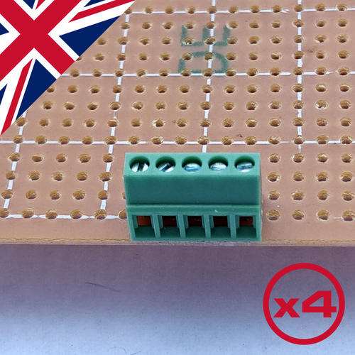 🇬🇧 4pcs 5-pin screw terminal connector block, 2.54mm 0.1" stripboard ...