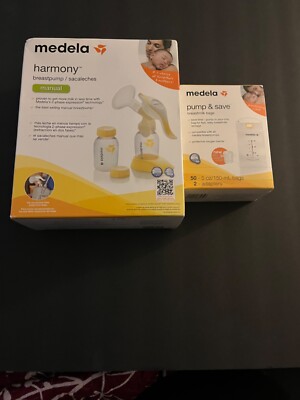 Medela Harmony Manual Breast Pump 2 Bottles Lids Bottle Stand 2 ...
