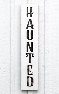 Haunted Sign - Carved in a Solid Wood Board Rustic Halloween Trick or ...