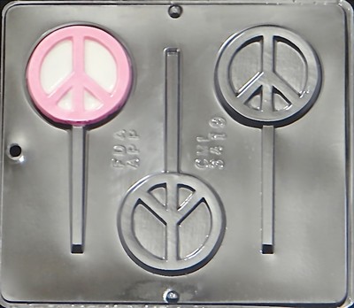 NEW 3 Cavity PEACE SIGN Chocolate Candy Plaster Clay Fondant Lolly Mold ...