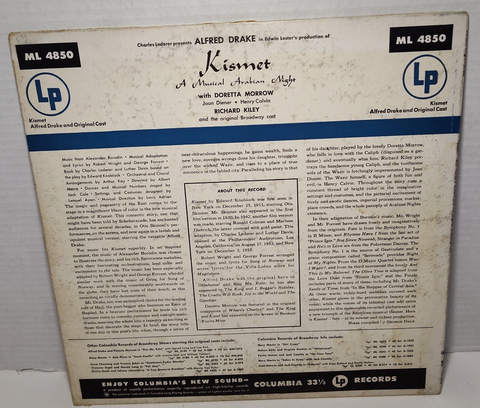 Alfred Drake & The Kismet Original Broadway Cast ‎– Kismet Vinyl, LP ...
