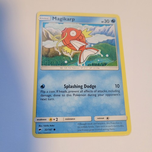 Magikarp 32/147 Pokémon Trading Card Burning Shadows 2017 NM/LP Miscut ...