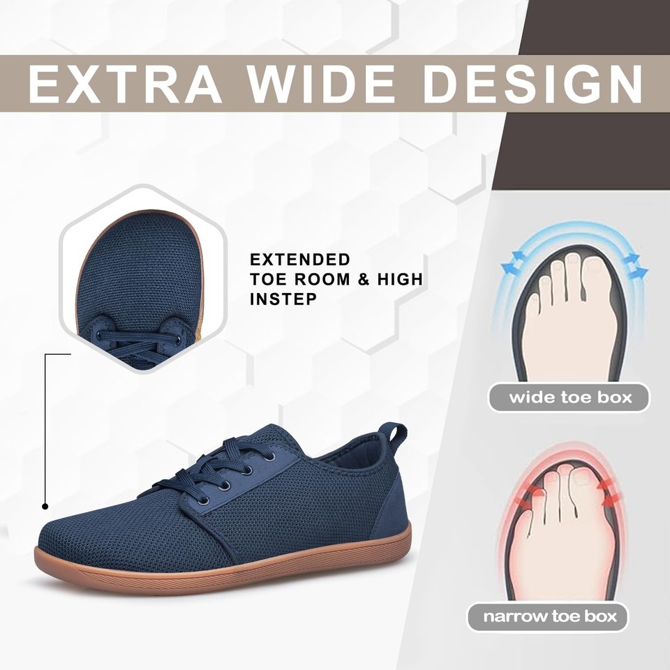 Men's Barefoot Walking Wide Toe Box Zero Drop Minimalist Sneakers Non ...
