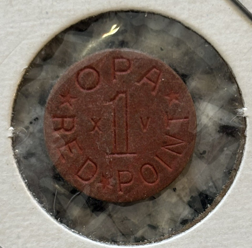 OPA RED "UX" 1 Point RATION TOKEN / COIN, WW2, Fine/Very Fine ...