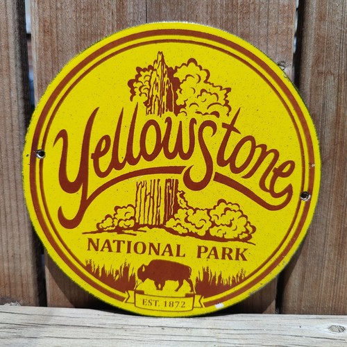 VINTAGE YELLOWSTONE NATIONAL PARK PORCELAIN ENAMEL METAL SIGN SIZE 6 ...