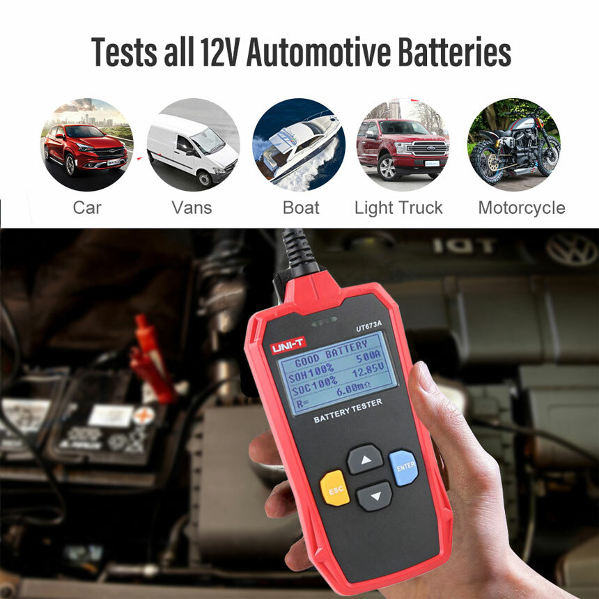 Uni T Car Battery Tester Charger Analyzer 12v 24v Voltage Agm Gel Efb