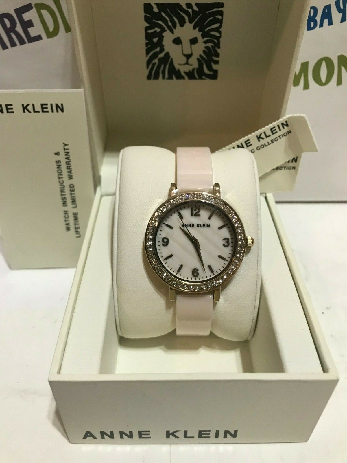 Anne Klein 32mm Women's Swarovski Crystals Pink Ceramic Watch AK ...