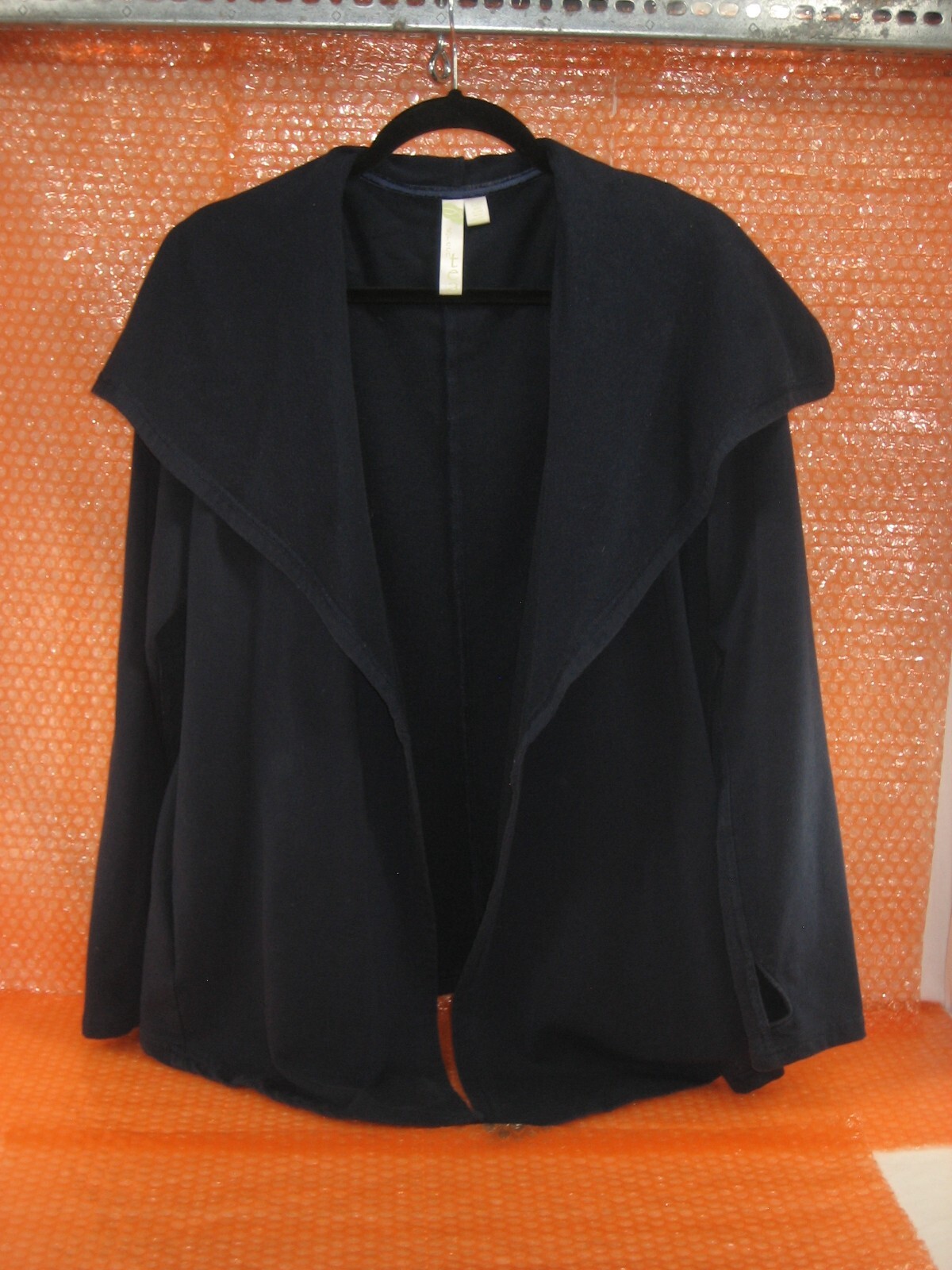 GREEN TEA Marine Blue Long Sleeve No Button Open Large Collar Jacket ...