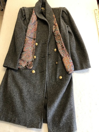 Michelle Francois Vintage Overcoat Women's XL Charcoal Wool Shoulder ...