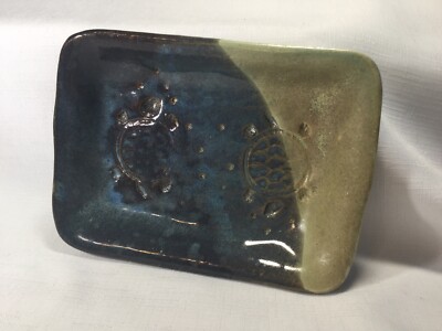 Trinket Tray Studio Turtles Blue Tan Sand Water 7.75” x 5.5” Signed | eBay