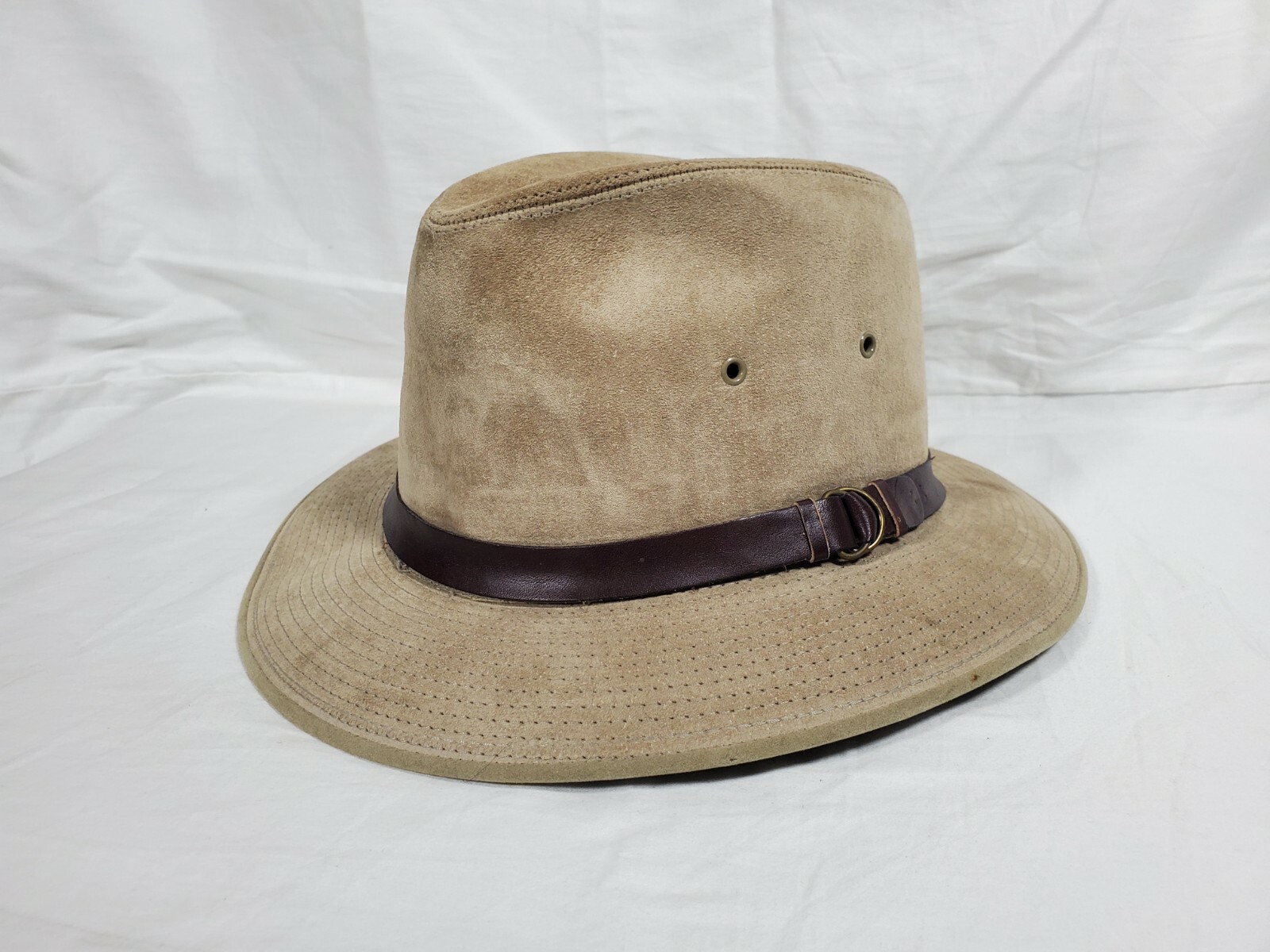 Stetson Tan Suede Leather Fedora Hat Brown Leather St… - Gem