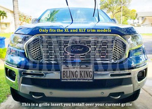 Fits 2019-2020 Ford Ranger chrome GRILLE INSERT mesh grill overlay trim ...