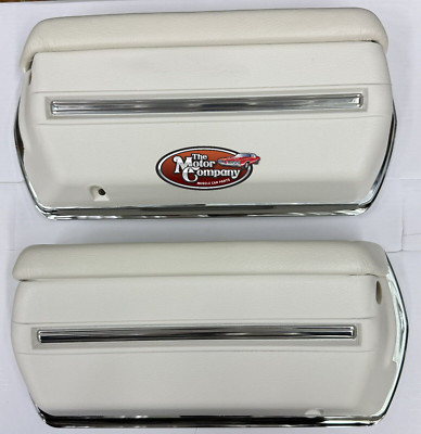 1970 Chevelle Arm Rest Pads + Base White W/ Trim + Chrome Backing Plate ...
