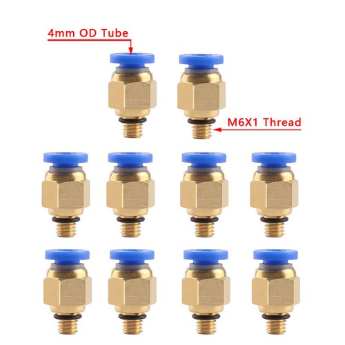 10Pcs Pneumatic Connector 4mm Hose OD M6 Thread through Quick insert ...