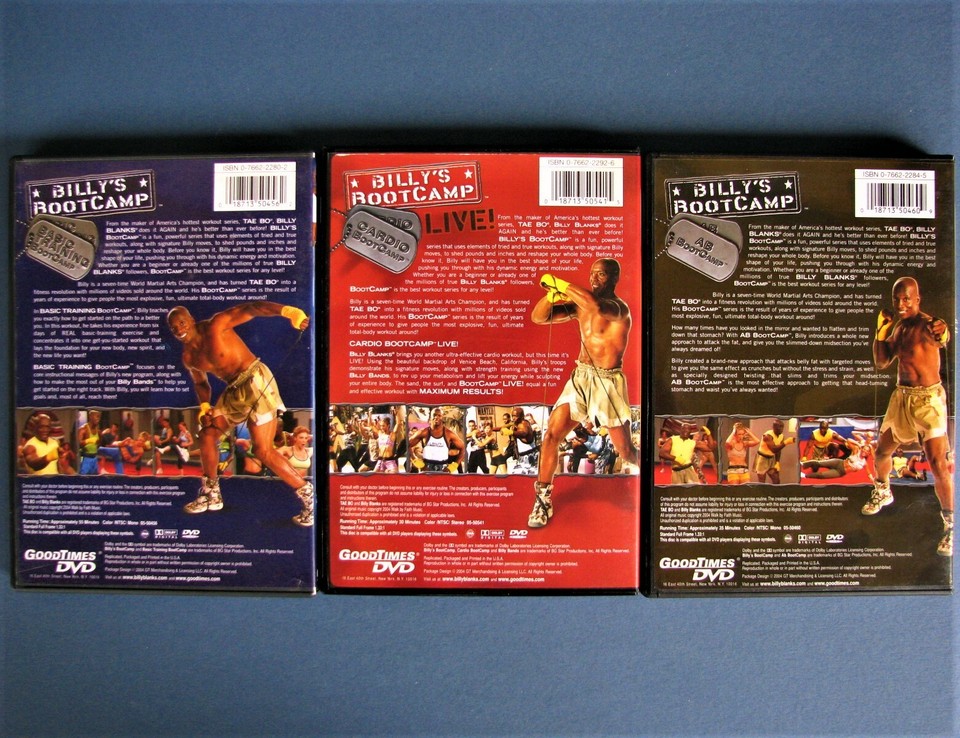 Lot of 3 DVD BILLY'S BOOTCAMP LIVE! BASIC TRAINING & AB Tae Bo Exercise Workout 18713505415 | eBay
