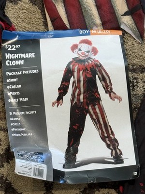 Nightmare clown boys medium M 8–10 Halloween costume scary | eBay