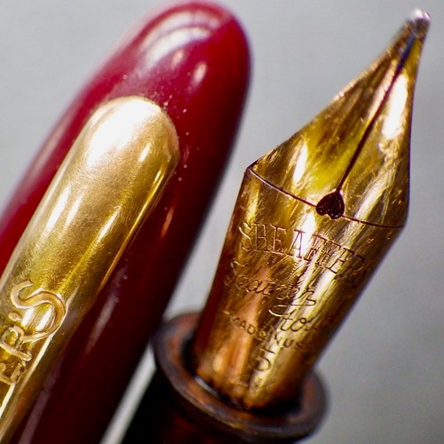 Serviced SHEAFFER TOUCHDOWN TM Fountain Pen•Burgundy•14k Gold Feather ...