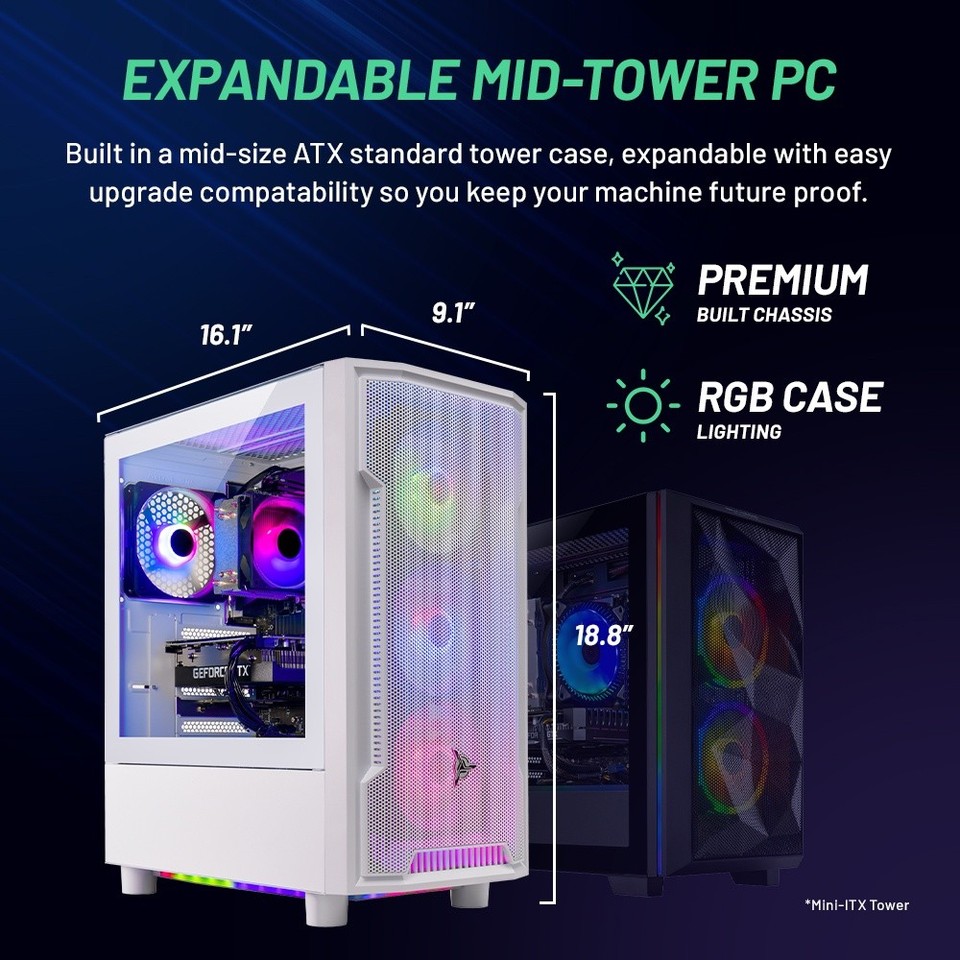 Skytech Gaming Archangel Gaming PC, AMD R7 5700, NVIDIA RTX 5060, 1TB ...