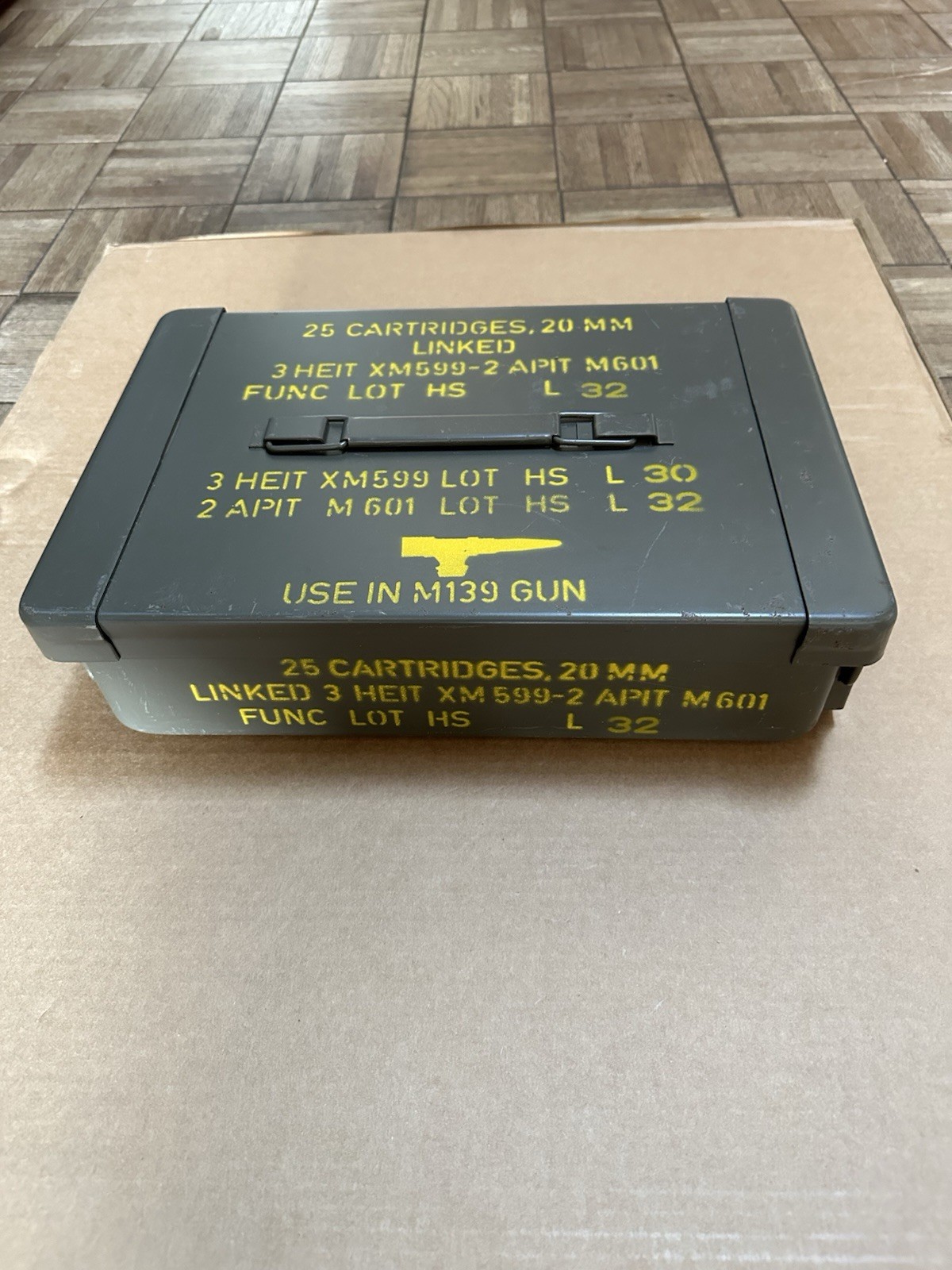 Vietnam Era U.S. Army M139 Gun 20mm Linked Military Ammo Can Box Empty ...