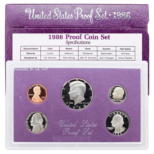 1986 S PROOF Set in Original Box US Mint with COA (5 Coin Set) | eBay