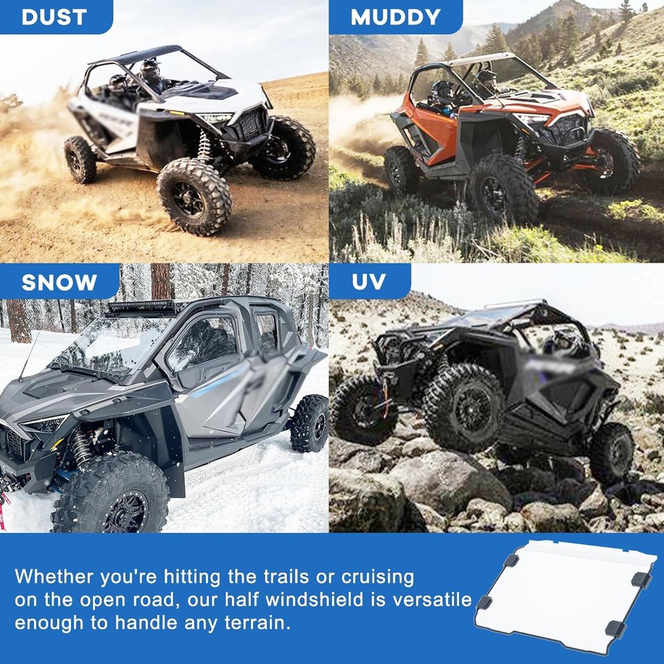 Front Full Windshield for Polaris RZR PRO XP / XP 4 2020+, RZR TURBO R ...
