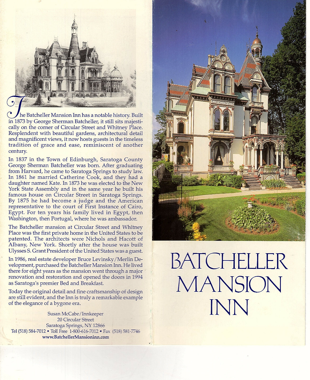 Batcheller Mansion Inn Saratoga Springs NY Travel Brochure Color Photos ...