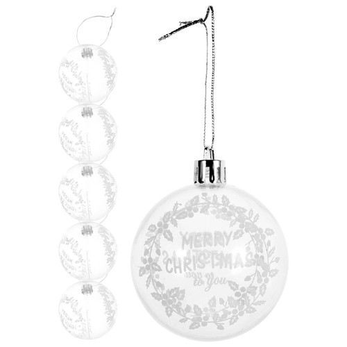 6 Pcs Boules De Noel Décoratives Verre Rond Pendentifs Accessoires ...