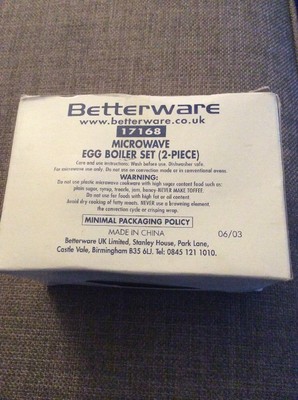 BETTERWARE MICROWAVE EGG BOILER SET 2 PIECE IN BOX ONE NEW ONE USED ...