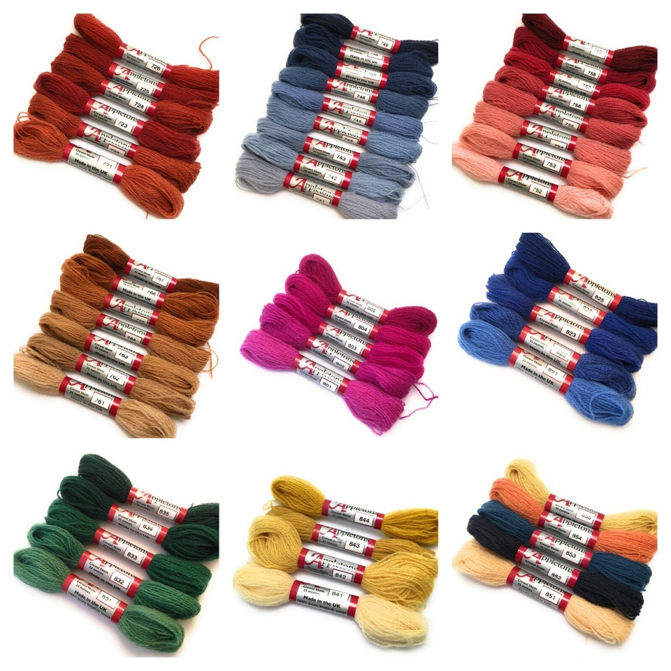 Sets of Appletons Wool Skeins Colour Range - Tapestry 4ply & Crewel ...