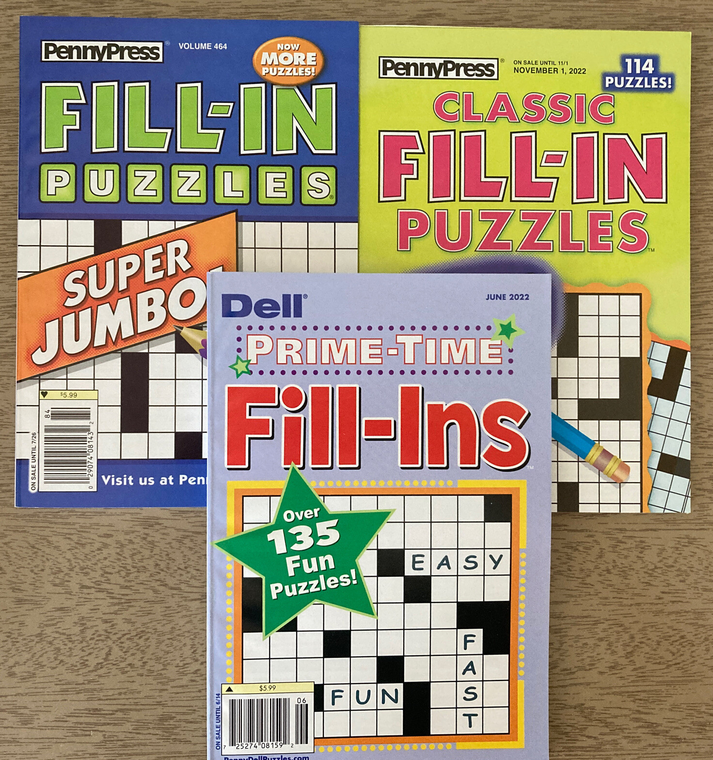 Lot of 3 Dell Penny Press Fill-In Puzzle Books Classic Prime-Time P48 ...