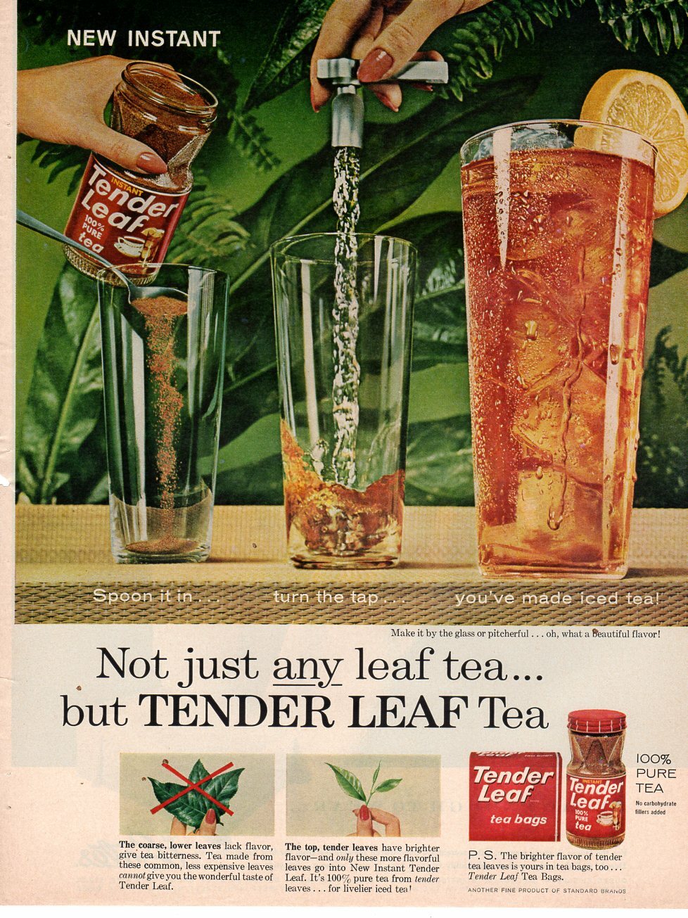 Vintage advertising print Drink Tea Tender Leaf Tea bags Instant turn ...
