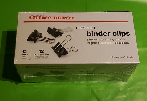 Office Depot Medium Binder Clips 12 boxes 144ct Holds Up To 80 Sheets ...