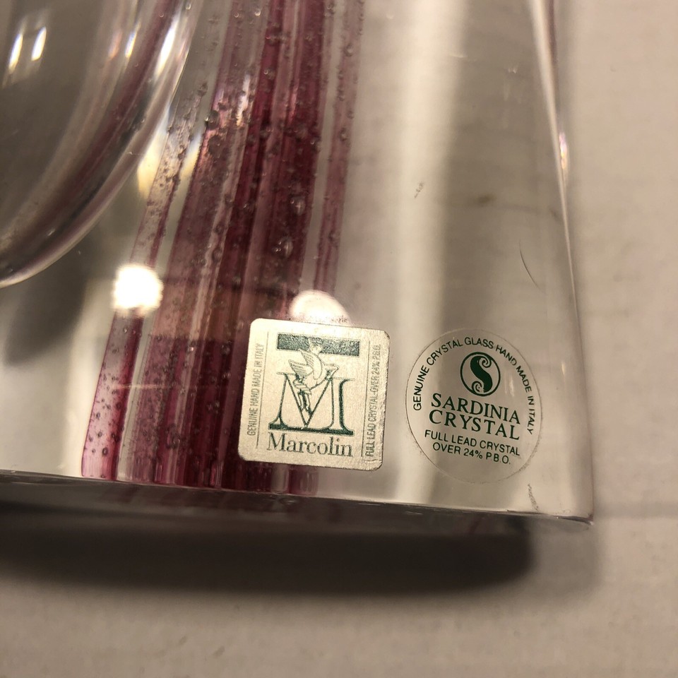 Marcolin Sweden M51 Signed Red & White Sea Anemone Art Crystal Vase 8 ...