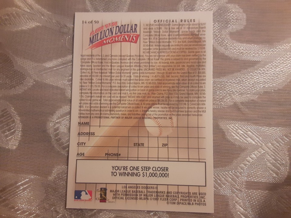 MIKE PIAZZA DODGERS 1997-98 FLEER MILLION DOLLAR MOMENTS #14of50 | eBay