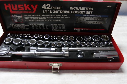 Vtg Husky 3/8" & 1/4" Drive Socket Lot Set w/ Metal Case USA Tools | eBay