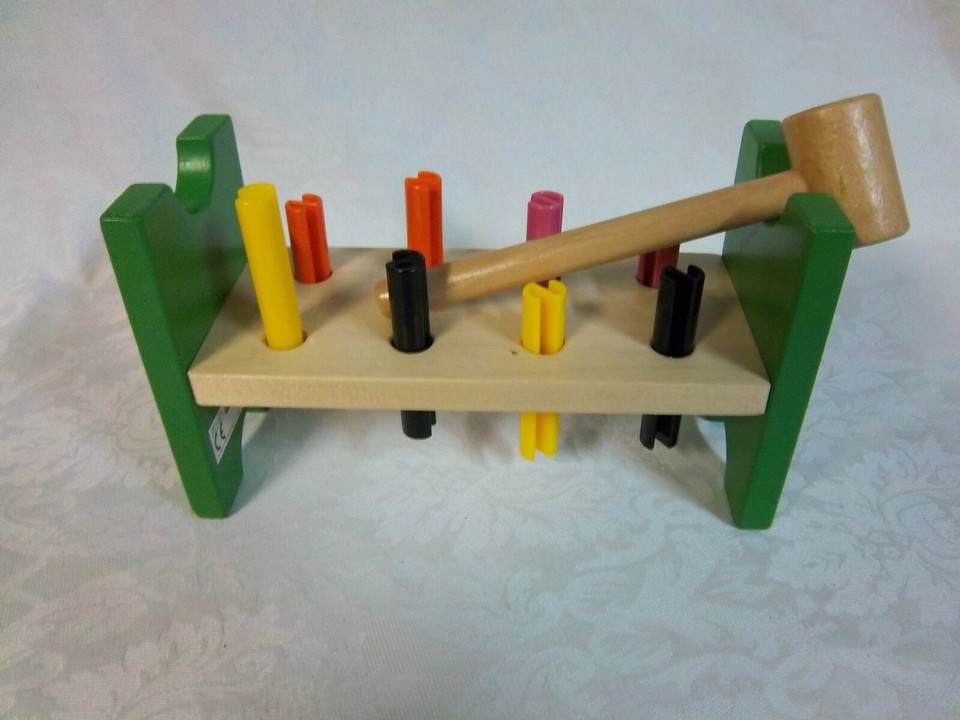 Ikea Wooden Peg Mallet 9x5x4" Colorful Fine Motor Skills Toy | eBay