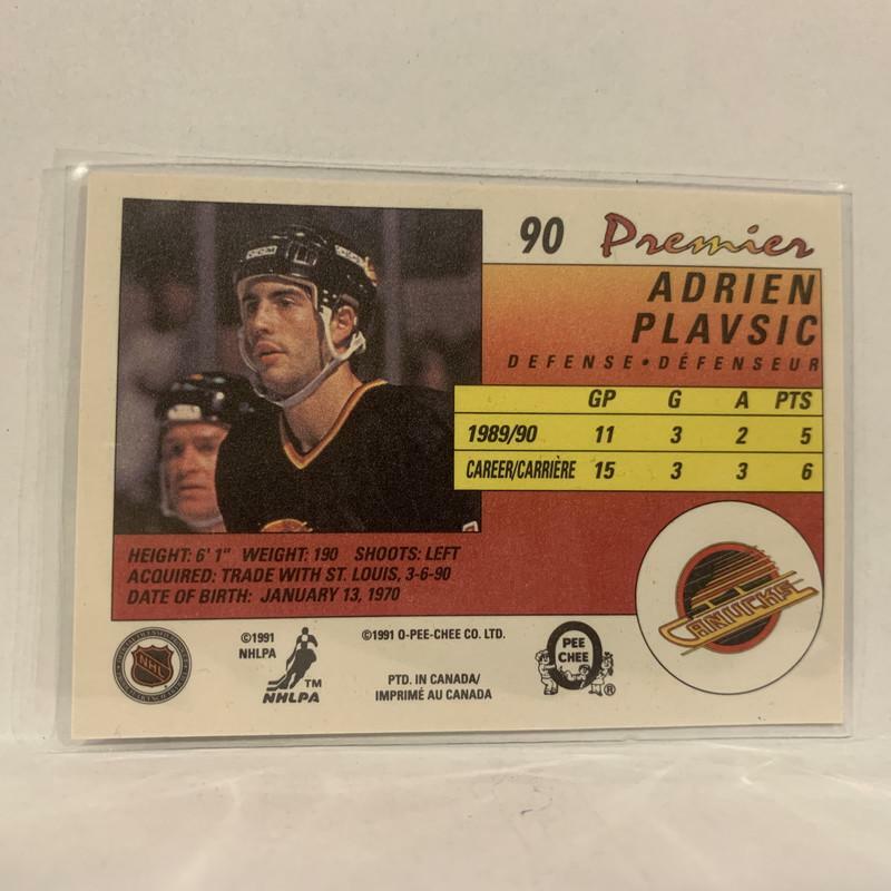 #90 Adrien Plavsic Vancouver Canucks 1991-92 O-Pee-Chee Hockey Card A2U ...