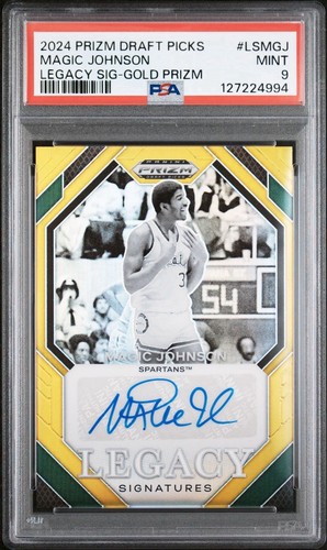 2024 Prizm Draft Picks Magic Johnson PSA 9 Legacy Signatures Auto Gold ...