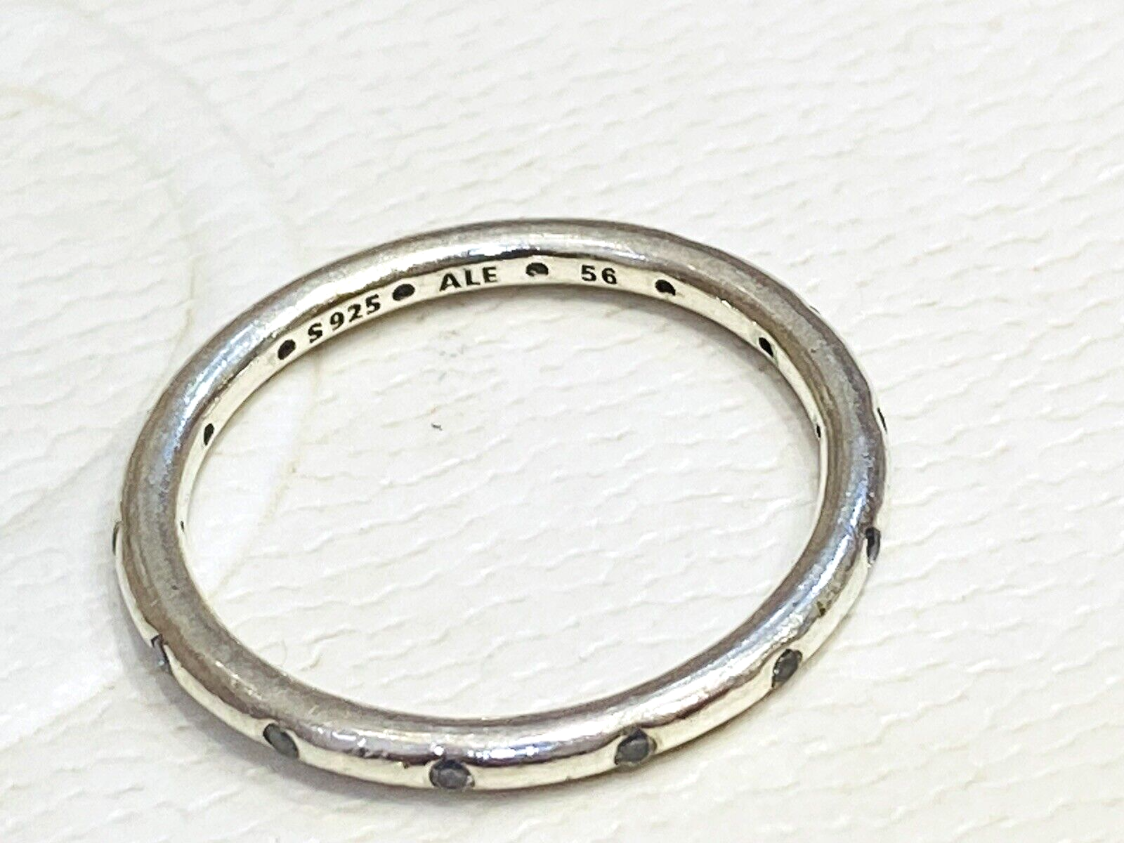 Authentic Pandora Silver CZ Sparkling Droplets Stacker Ring 190945 Size ...