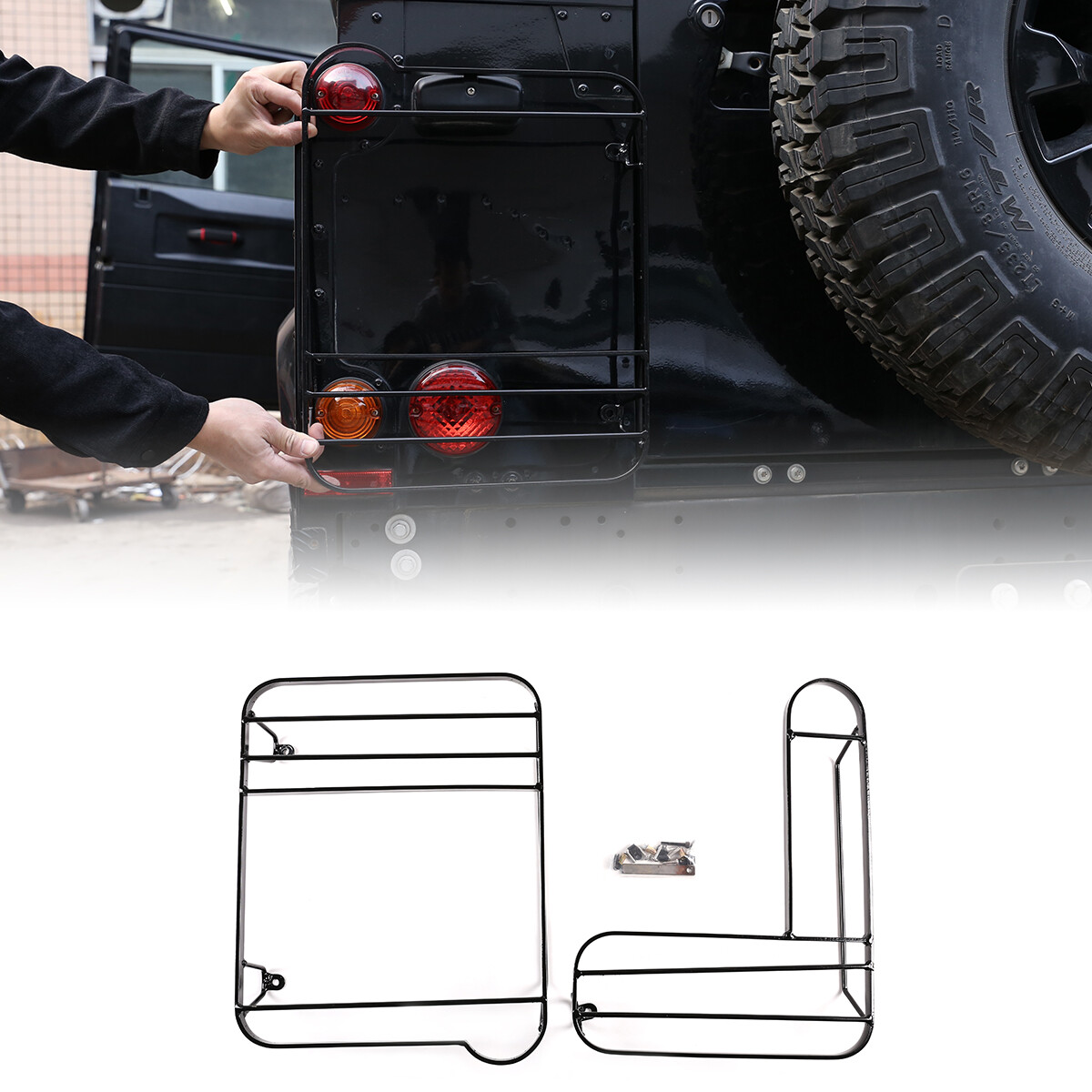 Alloy Silver Taillight Lamp Decor Cover Guards For Land Rover Defender ...