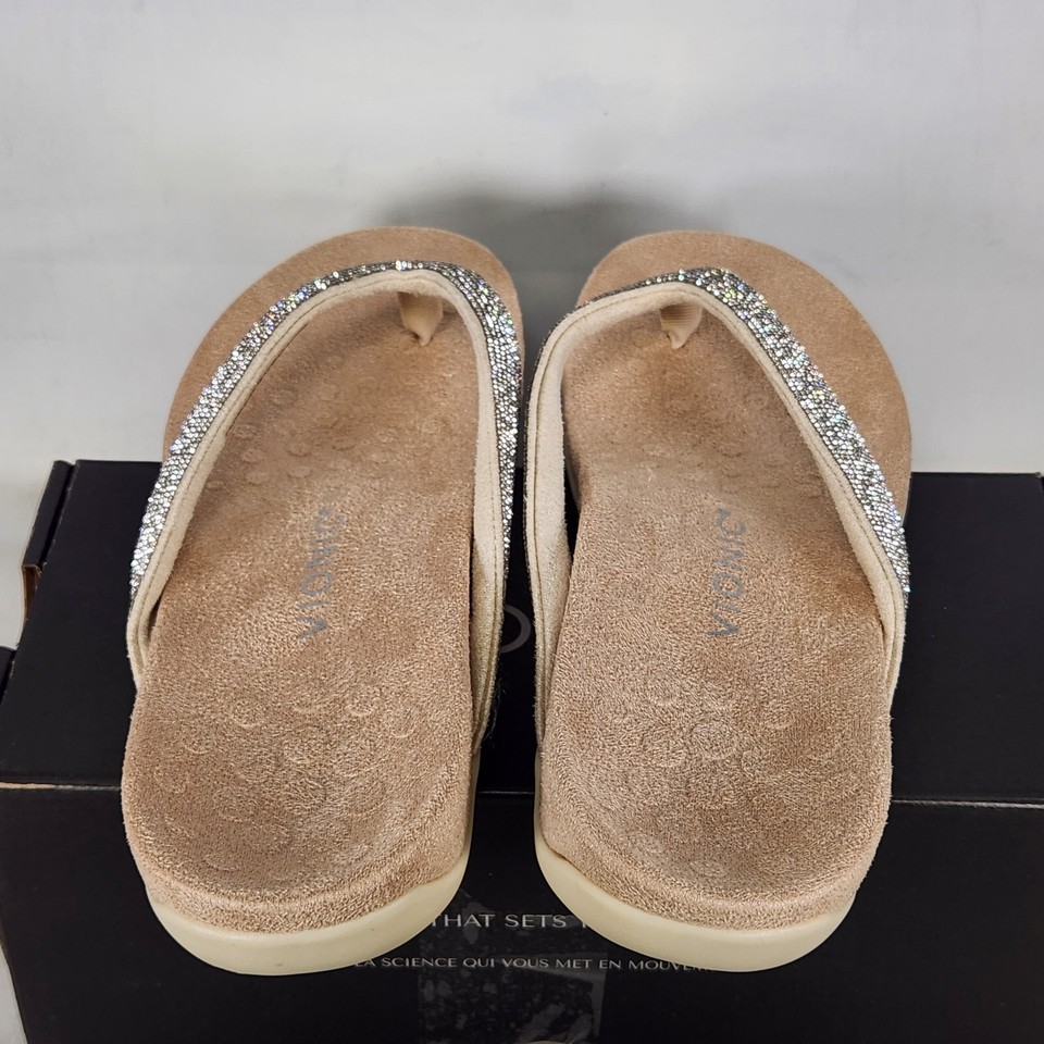 Size 8.5 - Vionic Dillon Shine - Cream / Rhinestones | eBay