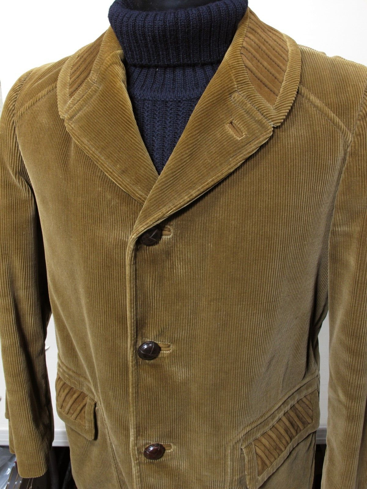 Vtg Cortefiel Corduroy Western Style Ranch Coat Yello… - Gem