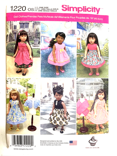 Simplicity Doll Clothes Sewing Patterns Uncut 1220 for 18" Dolls, 24 ...