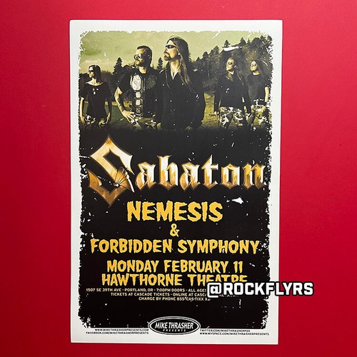 SABATON 2013 Original 11x17 Concert Promo Poster. Portland Oregon. | eBay