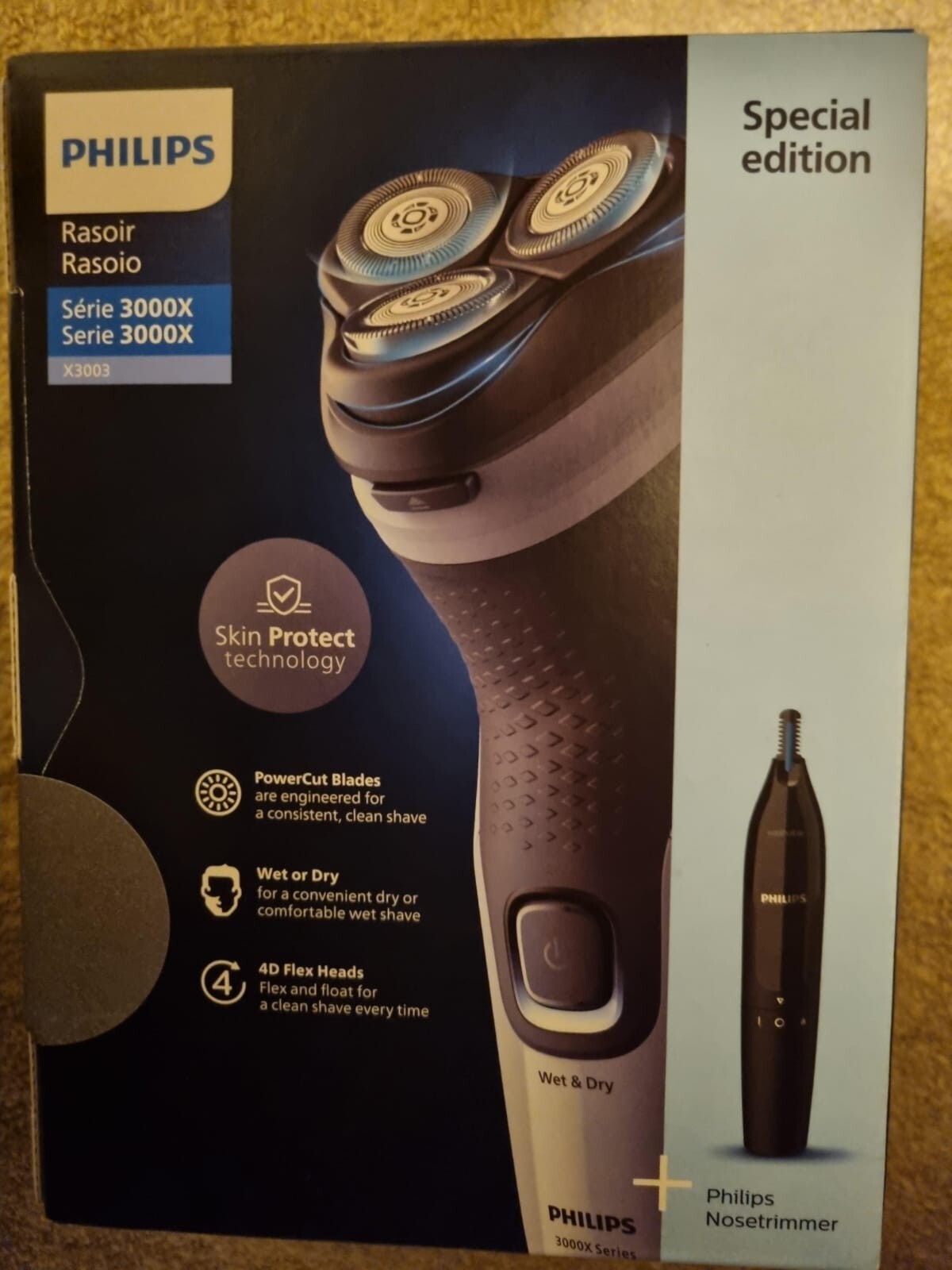 Philips 3000X Series Rechargeable Men's Electric Shaver - Light Blue ...