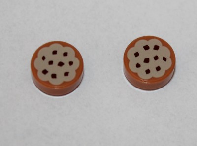Lego 2 Tile Round 1x1 with Cookie ref 98138pb014/sets 41074 41077 40138 ...