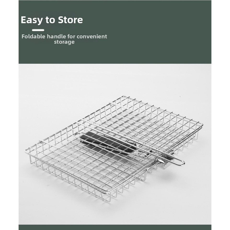 Square Foldable BBQ Grill Mesh Clamp for Camping Picnics Fish For ...